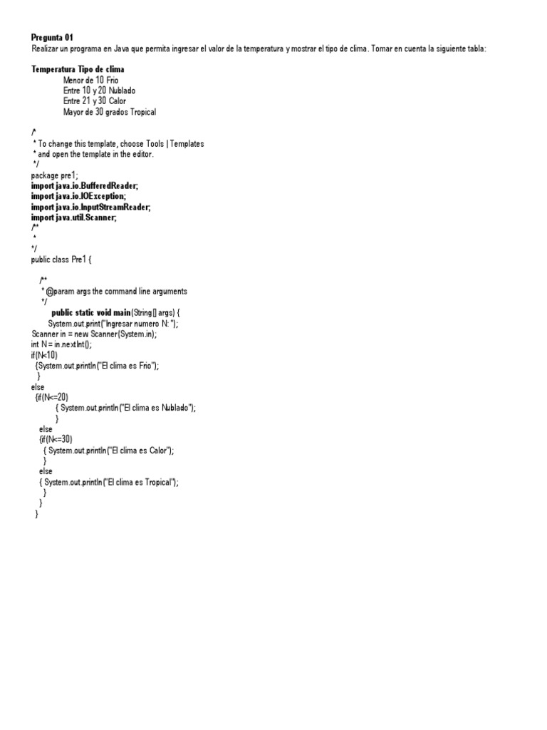 Ejercicios Java | PDF | Java (lenguaje de programación) | Programación de computadoras
