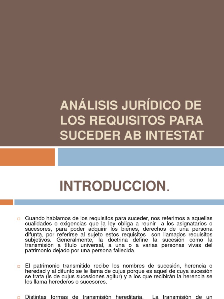 Requisitos para Suceder Ab Intestat | PDF | Bienes (Ley) | Herencia