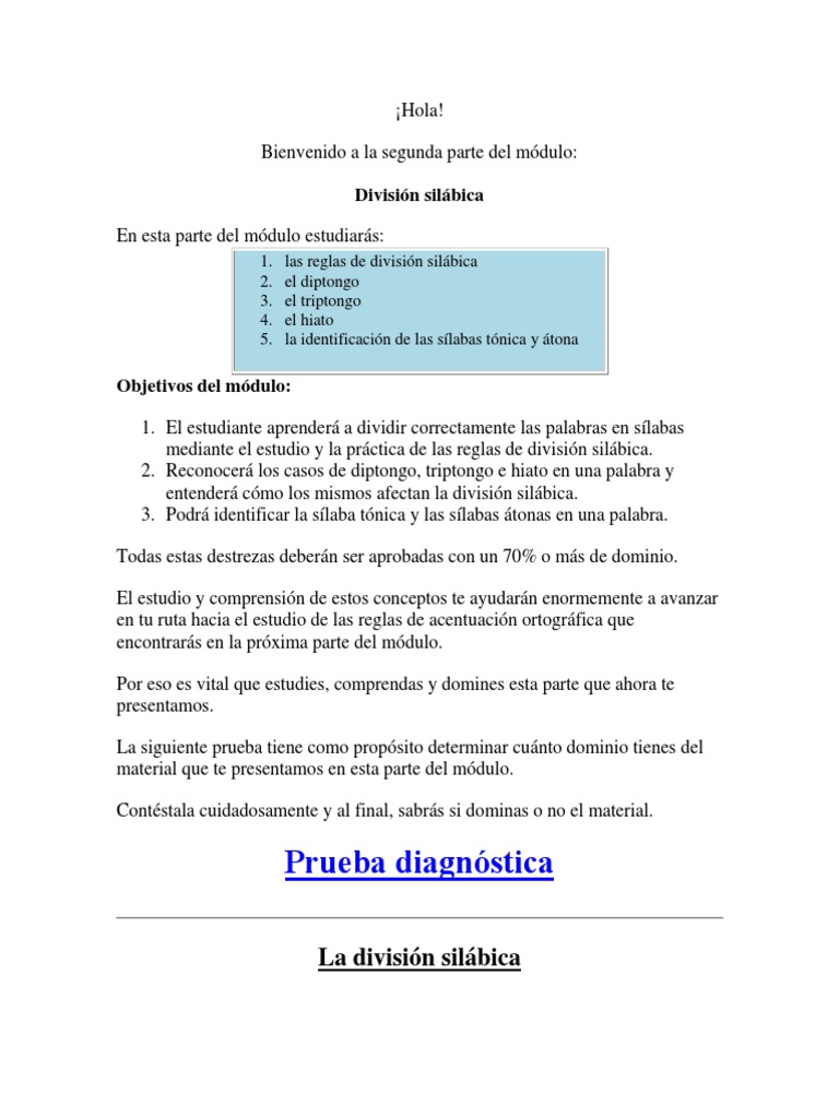 Division Silabica | PDF | Sílaba | Vocal