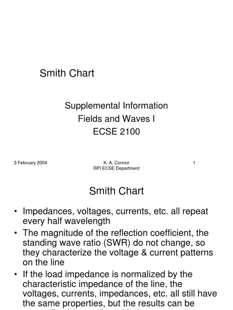 Smith Chart: Supplemental Information Fields and Waves I ECSE 2100 ...