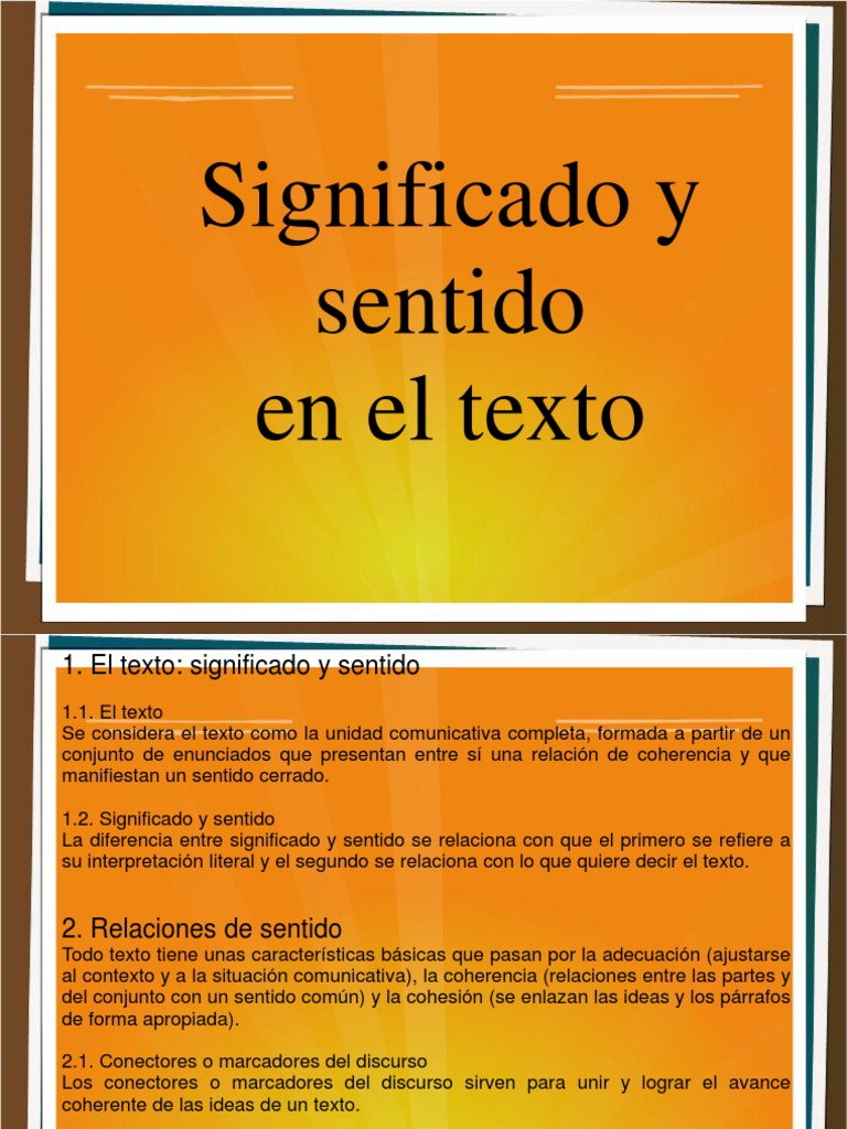 Significado y Sentido en El Texto | Palabra | Semántica | Prueba ...
