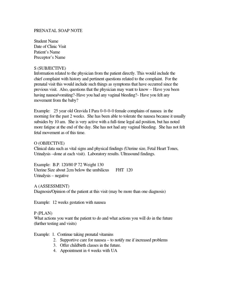 Prenatal Soap Note | PDF
