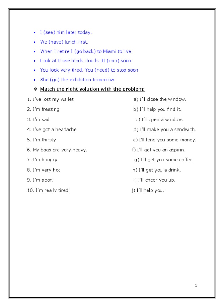 Match The Right Solution With The Problem | PDF | Language Arts ...