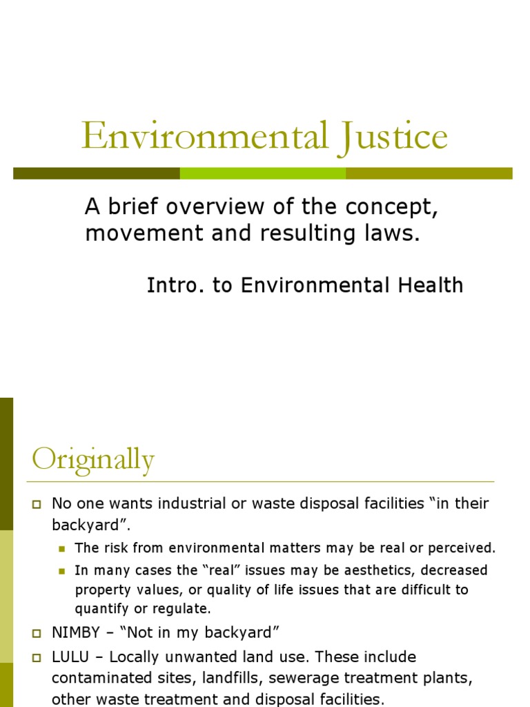 Overview of Environmental Justice Issues | PDF | United States ...