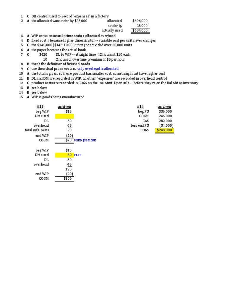 ACC 345 Answer Key (Exam #1) | PDF | Processes | Microeconomics