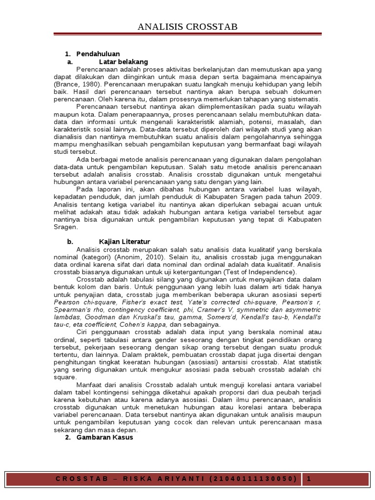 Analisis Crosstab | PDF