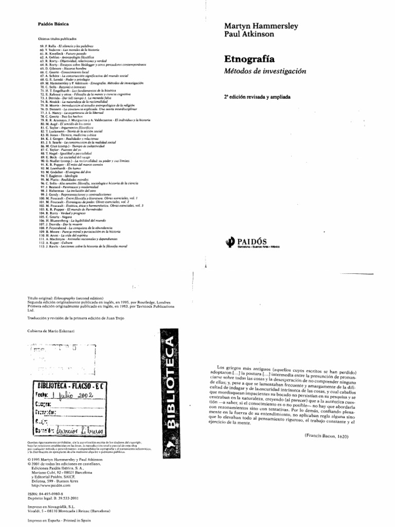 Hammersley, Martyn y Atkinson, Paul - Etnografia - Metodos de ... Hammersley, Martyn y Atkinson, Paul - Etnografia - Metodos de ...