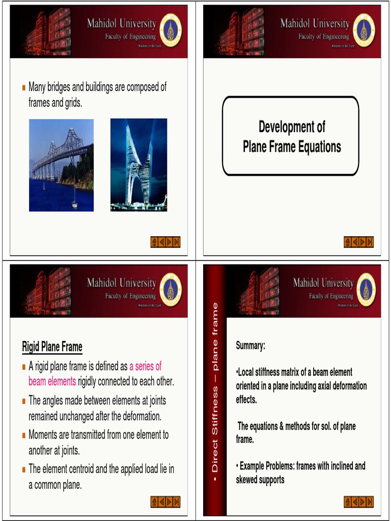Development of Plane Frame Equations: A Series of Beam Elements | PDF