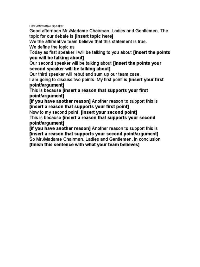 Debate Template Scripts | PDF | Argument | Logic