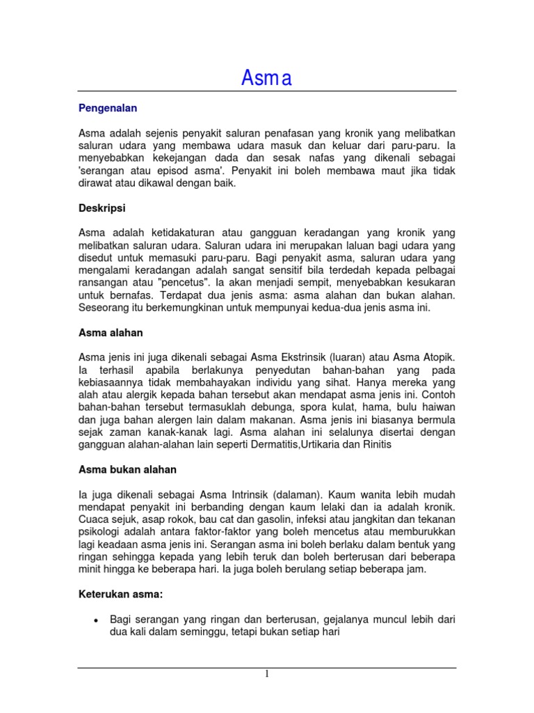 Penyakit Asma | PDF | Pengembangan Diri | Kesehatan Holistik