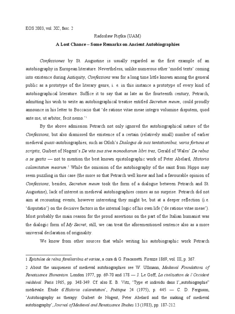 Seneca, Marcus Aurelius, St. Augustine - ANCIENT Autobiography | PDF ...