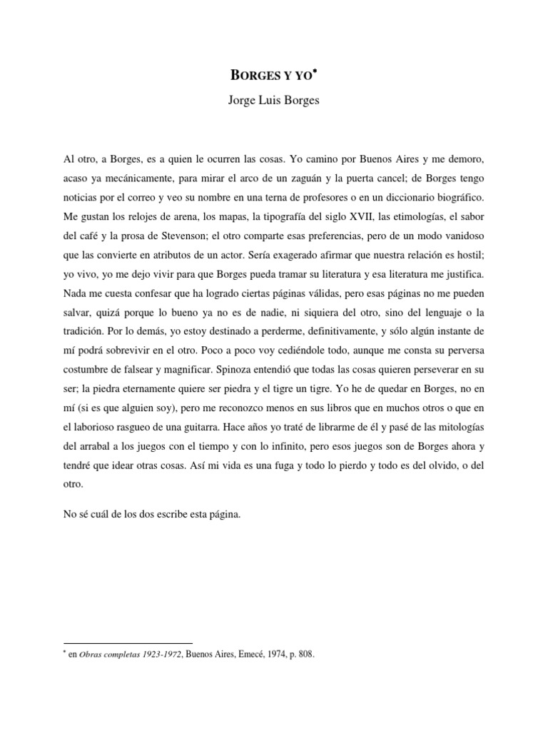 Análisis de "Borges y yo" | PDF