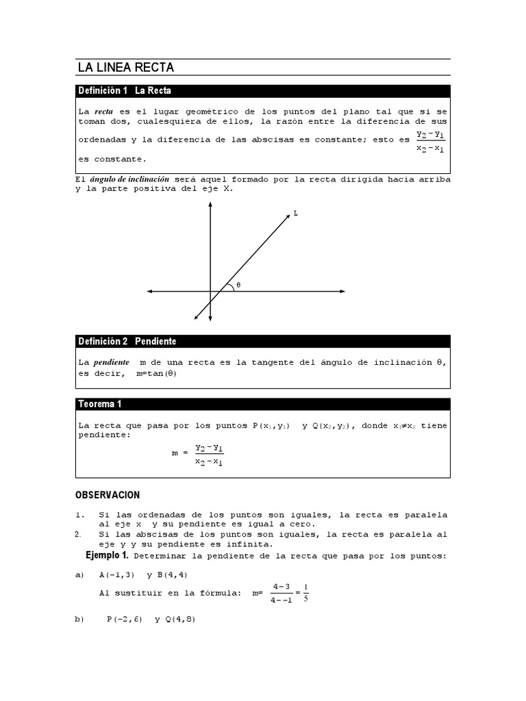 La Linea Recta | PDF | Pendiente | Línea (geometría)