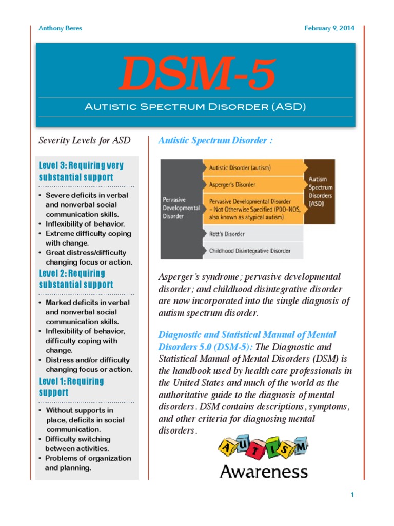Fact Sheet ASD DSM-5 | PDF | Spectrum Disorder | Autism Spectrum