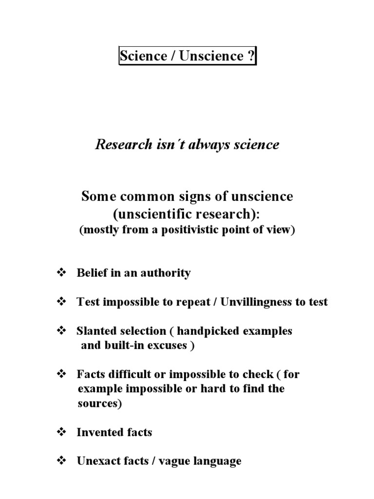 Philosophy of Science Science-Unscience | PDF