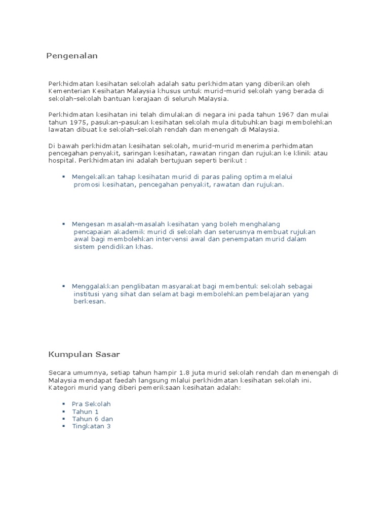 Program Kesihatan Sekolah | PDF