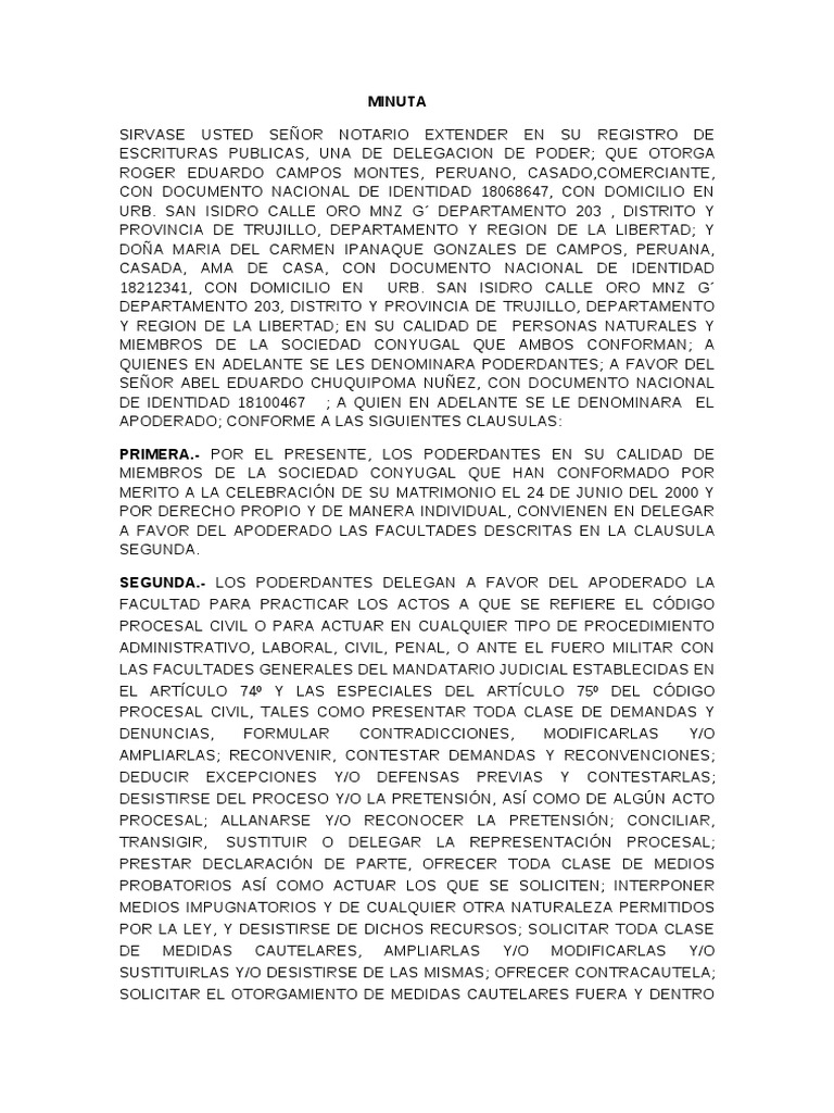 Modelo de Delegación de Poderes | PDF | Instituciones sociales ...