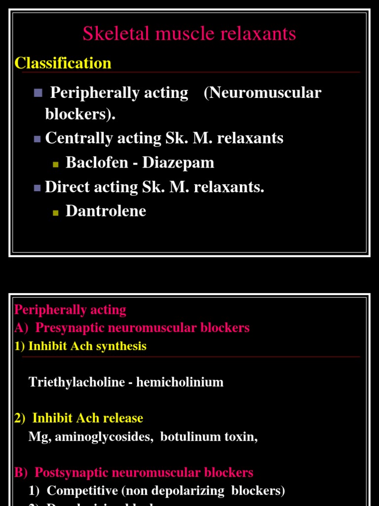 Classification of Muscle Relaxants | PDF | Neuromuscular Junction ...
