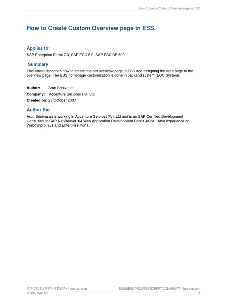 How To Create Custom Overview Page in ESS PDF | PDF | Business Process ...