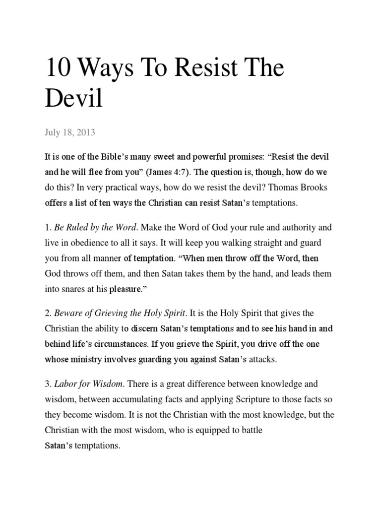 10 Practical Ways to Resist the Devil | PDF | Satan | Devil