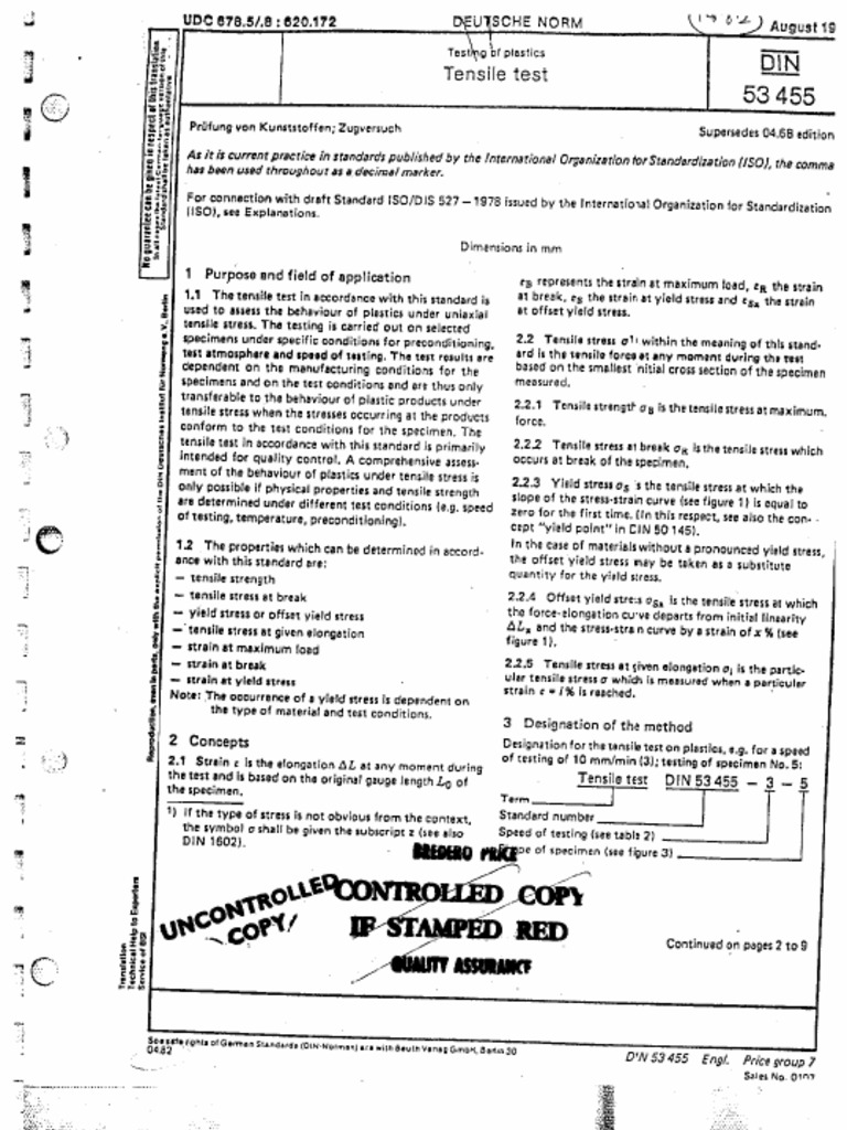 DIN 53455 - Tensile Test | PDF