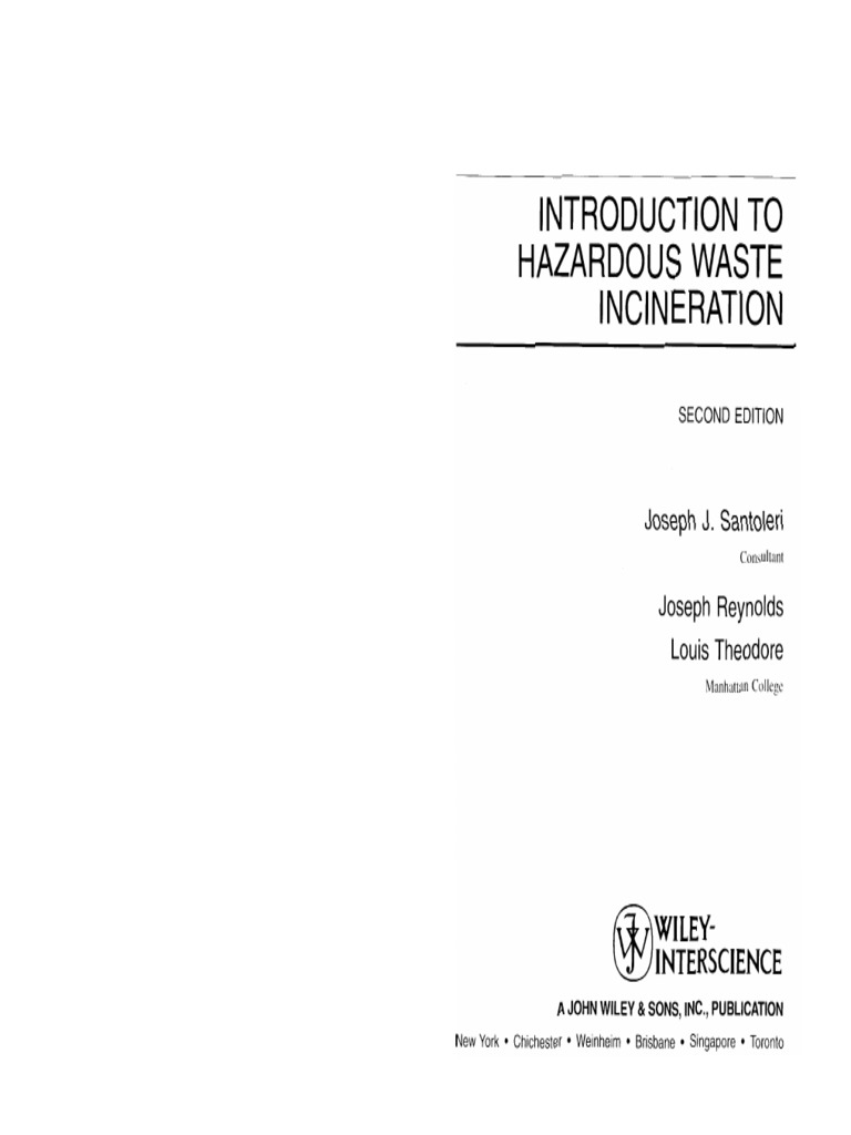 Introduction To Hazardous Waste Incineration | PDF