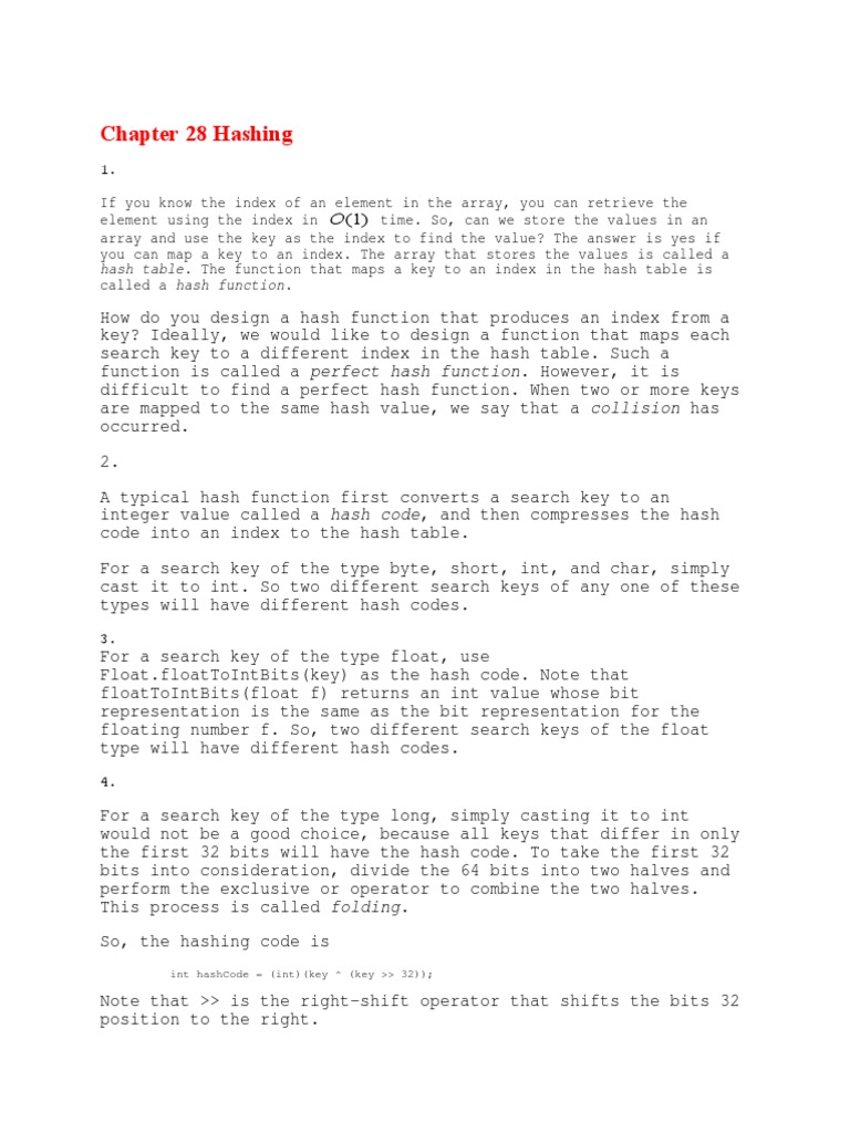 Chapter 28 Hashing: Hash Table. The Function That Maps A Key To An Index in The Hash Table Is ...