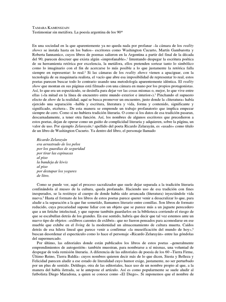 Testimoniar Sin Metáfora, Capítulo de La Boca Del Testimonio | PDF