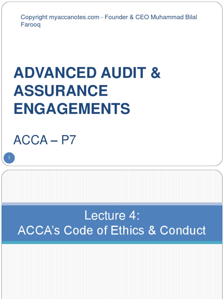 P7 Lecture 4 Code of Ethics Conduct | PDF | Audit | Financial Statement