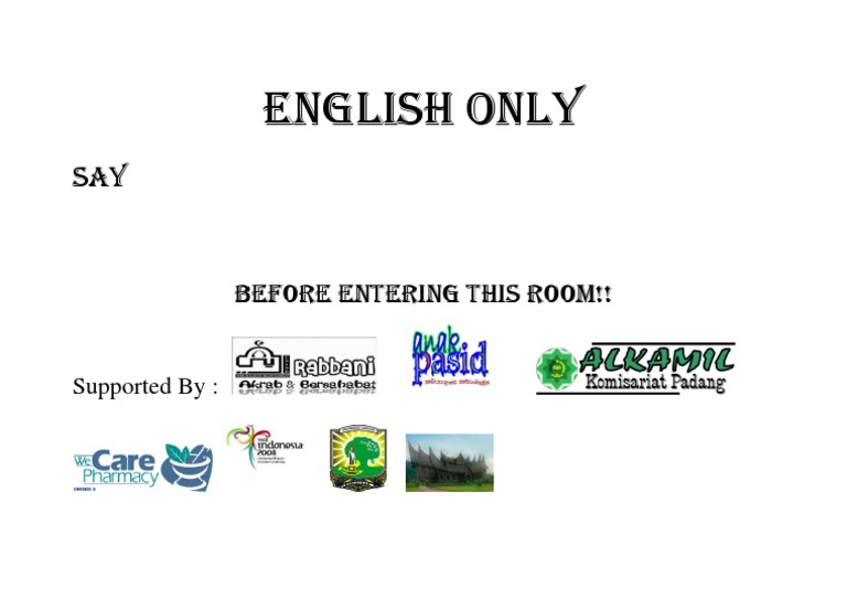 English Only: Before Entering This Room!! | PDF