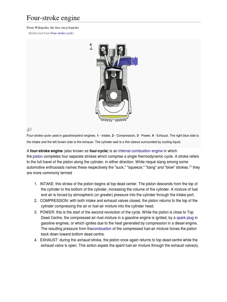 Four-Stroke Engine: From Wikipedia, The Free Encyclopedia | PDF ...