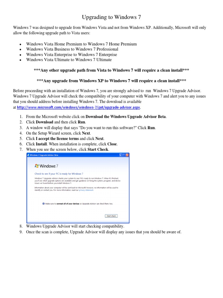 Windows 7 Upgrade and Installation Guide | PDF | Windows 7 | Windows Vista