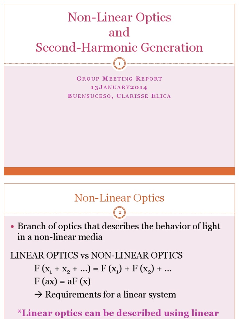 01 (13jan) Nlo and SHG | PDF | Nonlinear Optics | Optics