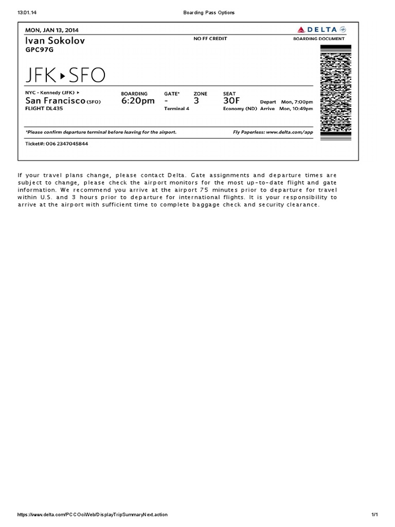 Delta Boarding Pass Guidelines | PDF | Career & Growth | Business
