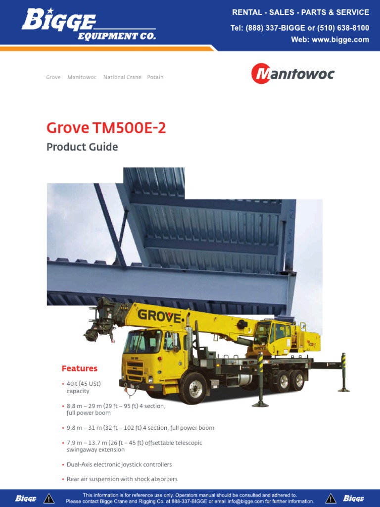 Grove TM500E 2 Product Guide | PDF | Crane (Machine) | Engines