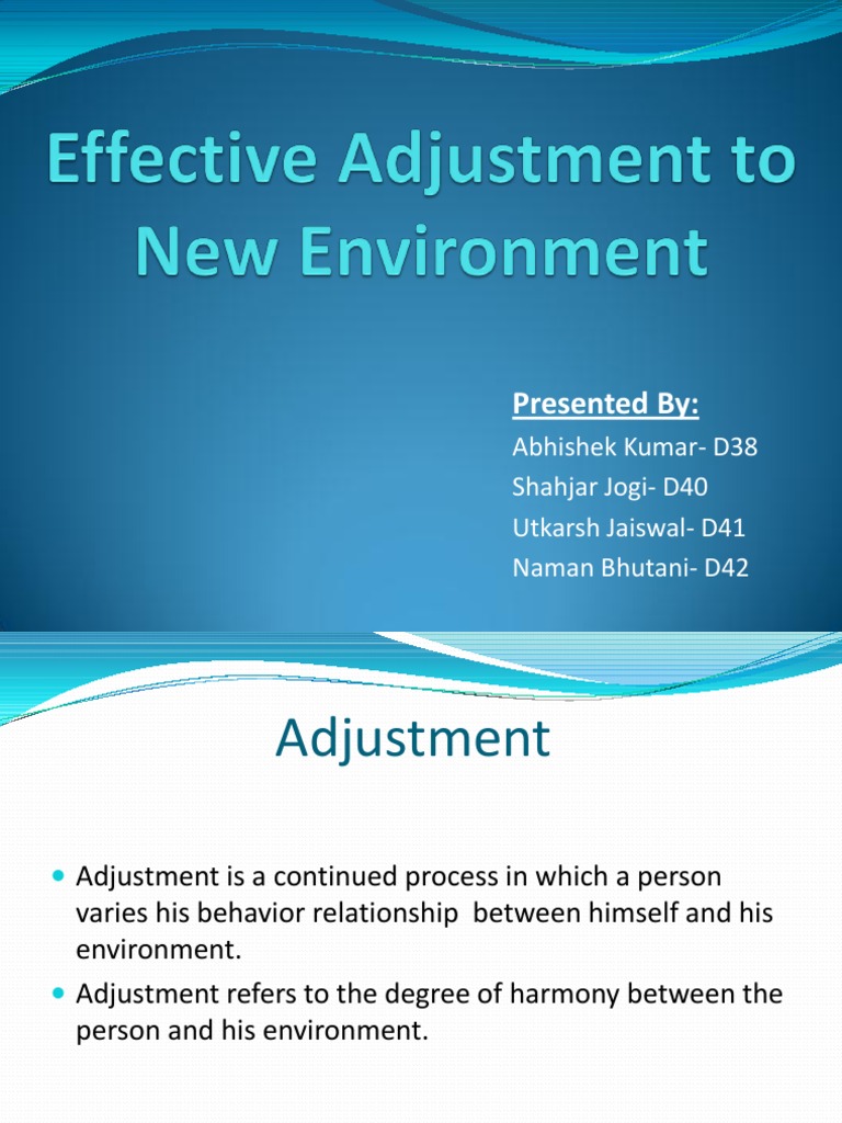 Effective Adjustment To New Environment | PDF | Grief | Goal