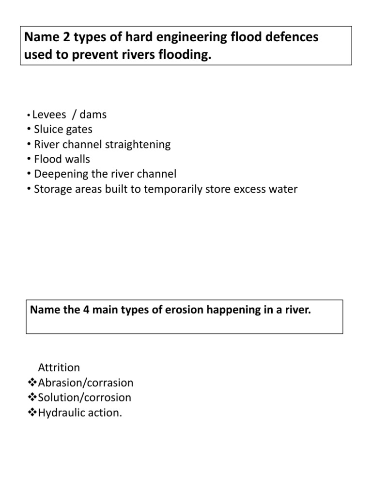 Name 2 Types of Hard Engineering Flood Defences Used To Prevent Rivers ...