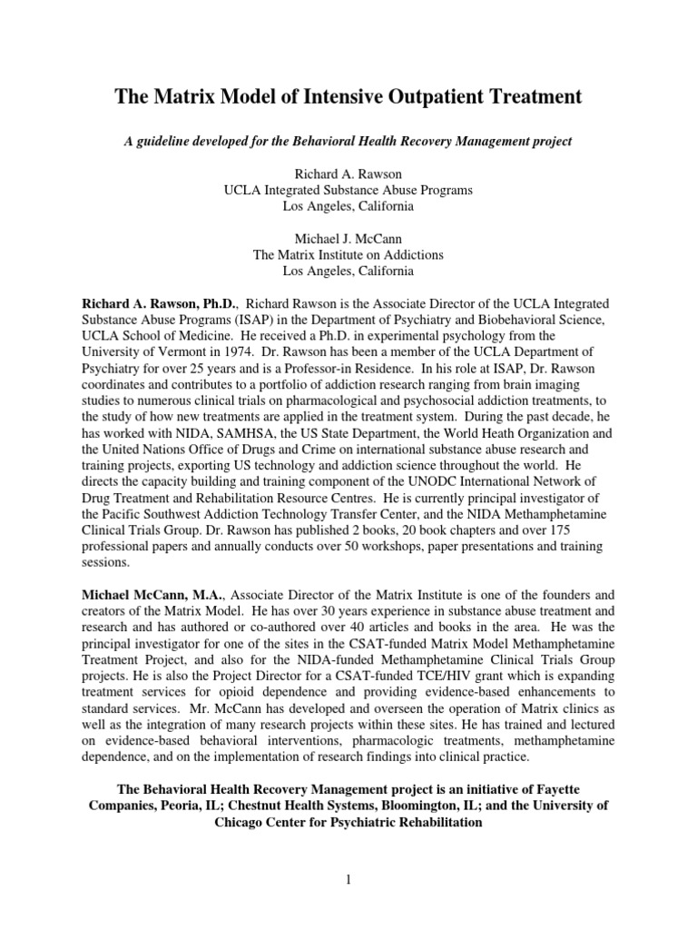 The Matrix Model of Intensive Outpatient Treatment | PDF | Relapse ...