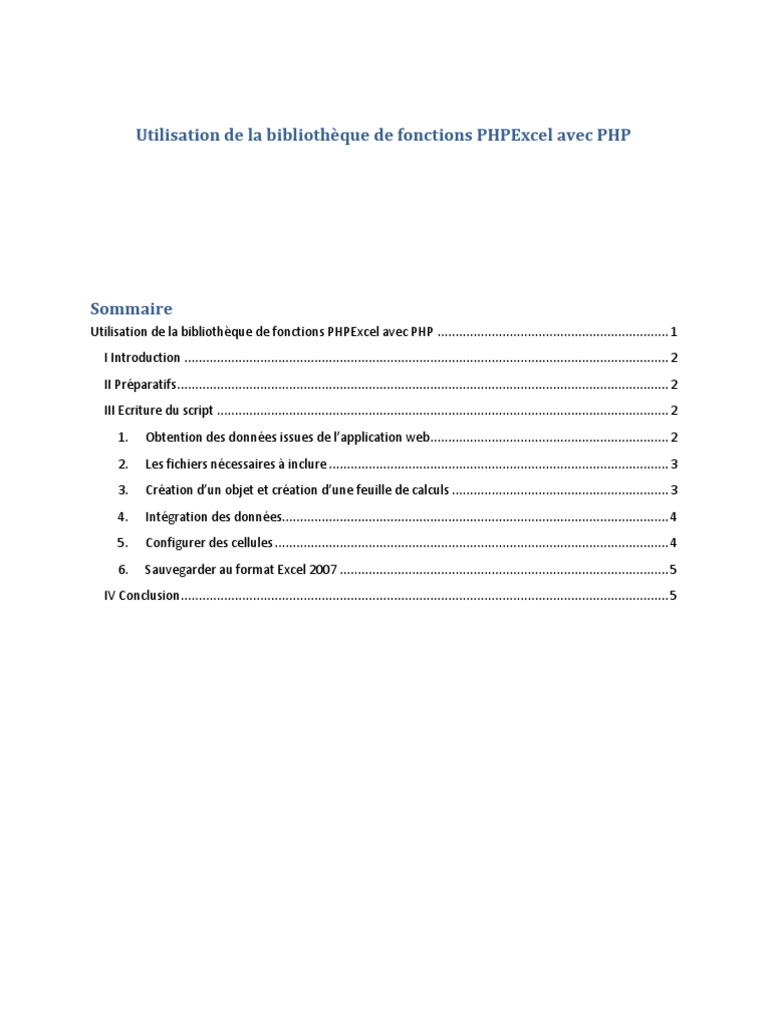 Utilisation de La Bibliotheque de Fonctions PHPExcel Avec PHP | PDF | PHP | Bibliothèque logicielle