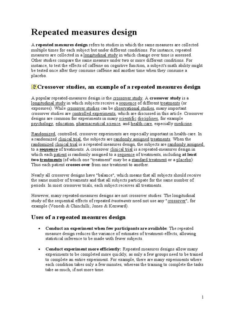 Repeated Measures Design Guide | PDF | Mathematical And Quantitative ...