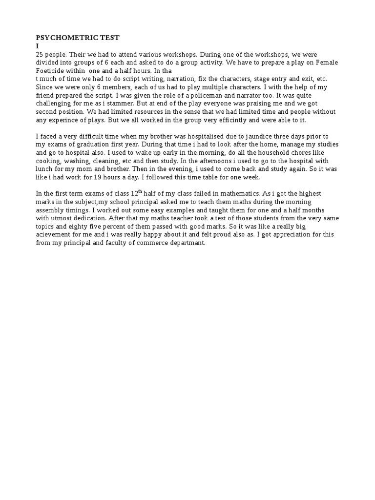 Psychometric Test | PDF