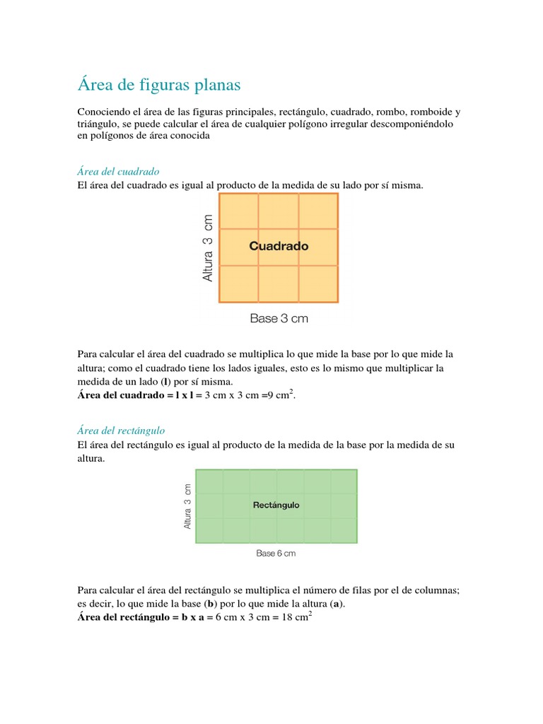 Cálculo de Áreas de Figuras Planas | PDF | Triángulo | Rectángulo
