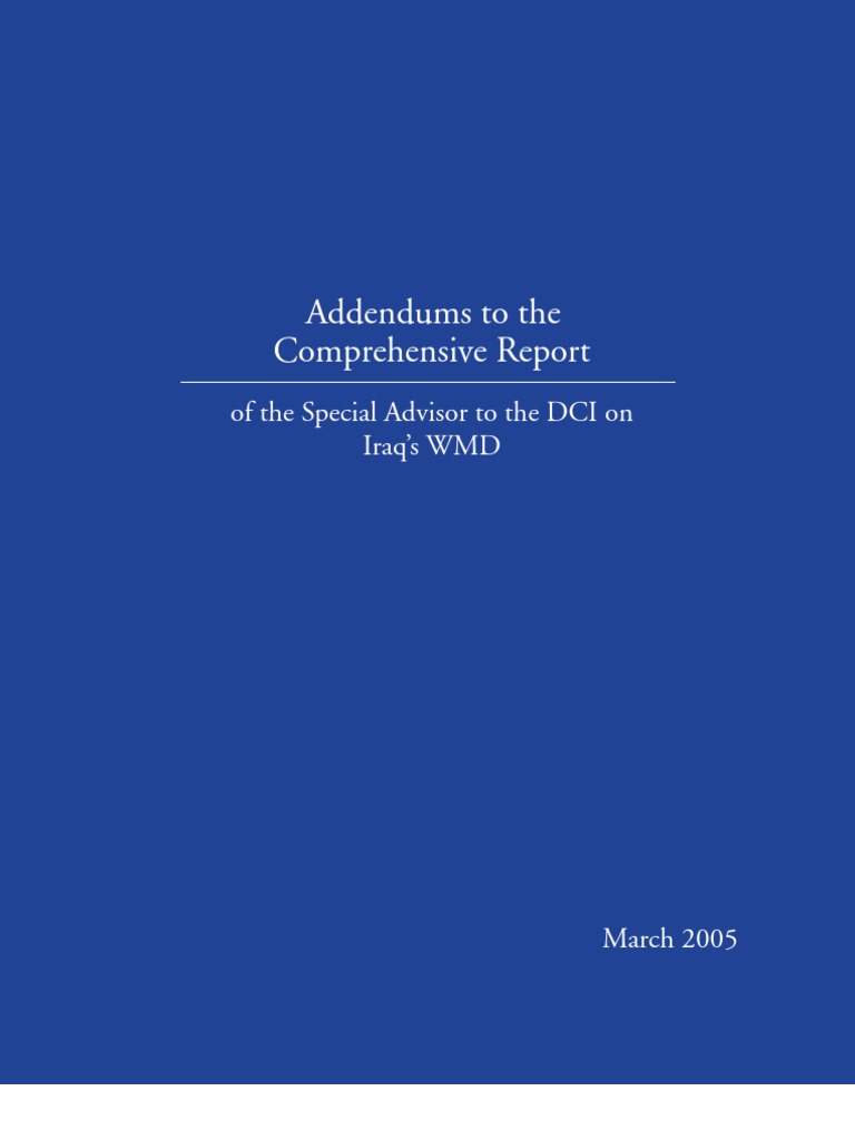 CIA - Iraq's WMD: Addenda | PDF | Weapons Of Mass Destruction ...