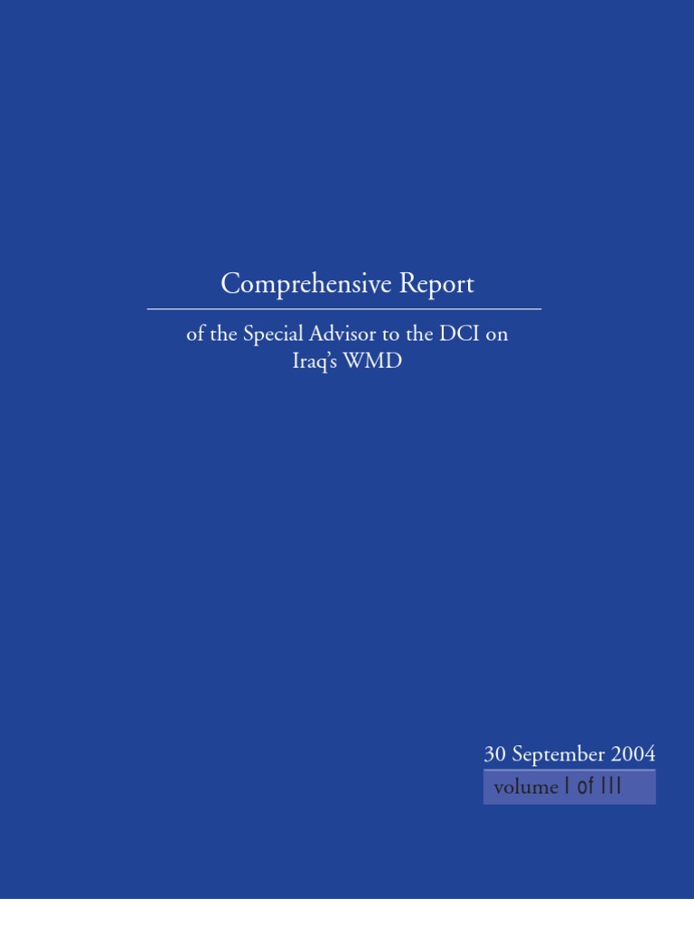 CIA - Iraq's WMD Vol1 | PDF | Iraq War | Saddam Hussein