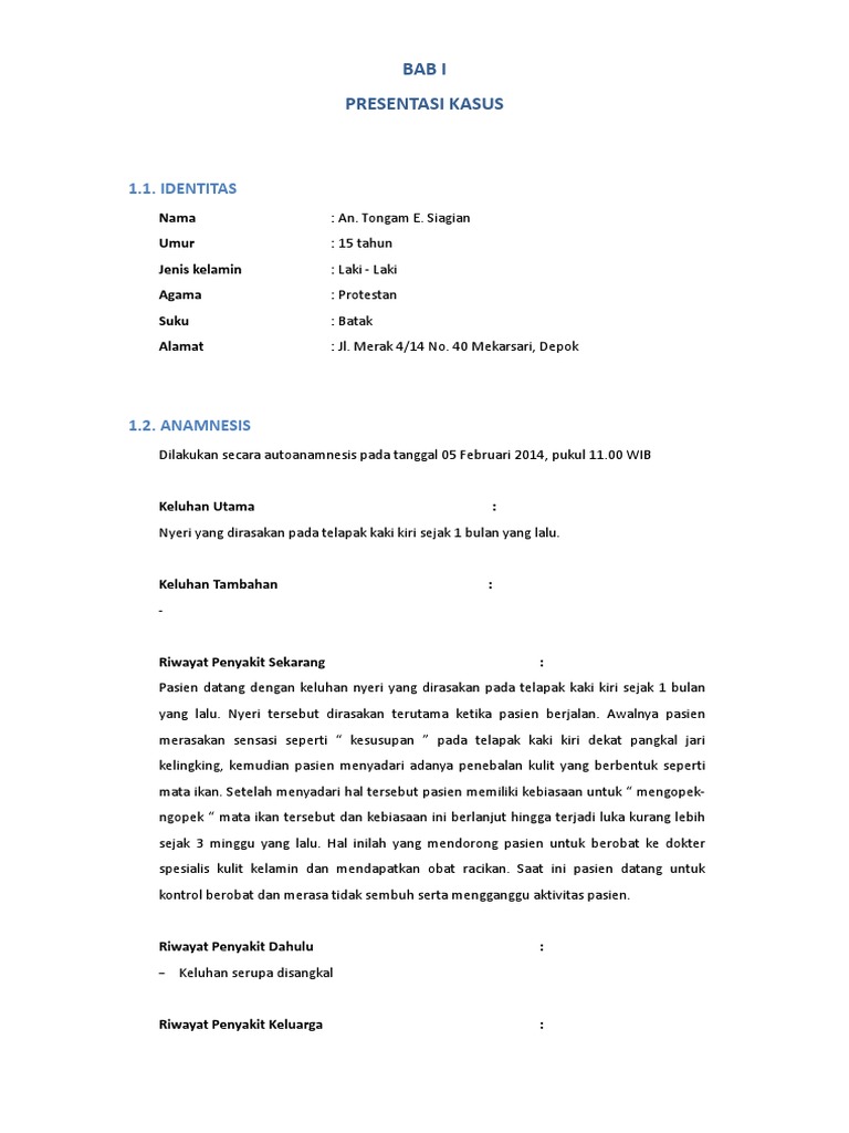 Refleksi Kasus - Klavus (Status Pasien) | PDF