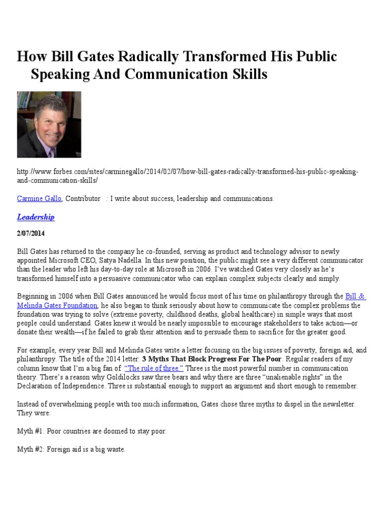 How Bill Gates Radically Transformed His Public Speaking and ...