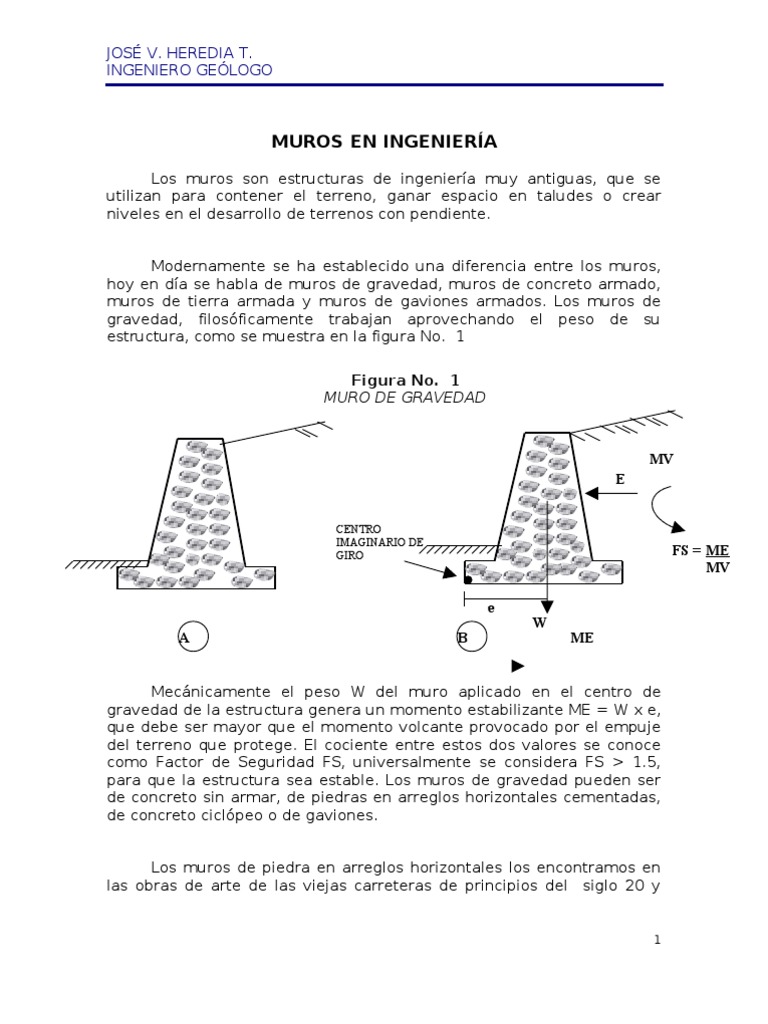 Tipos de Muros en Ingeniería Geológica | PDF
