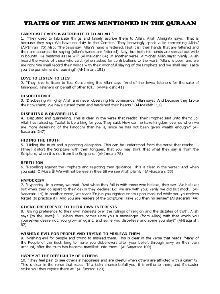 Jews in Quran | PDF | Abrahamic Religions | Religious Behaviour And ...