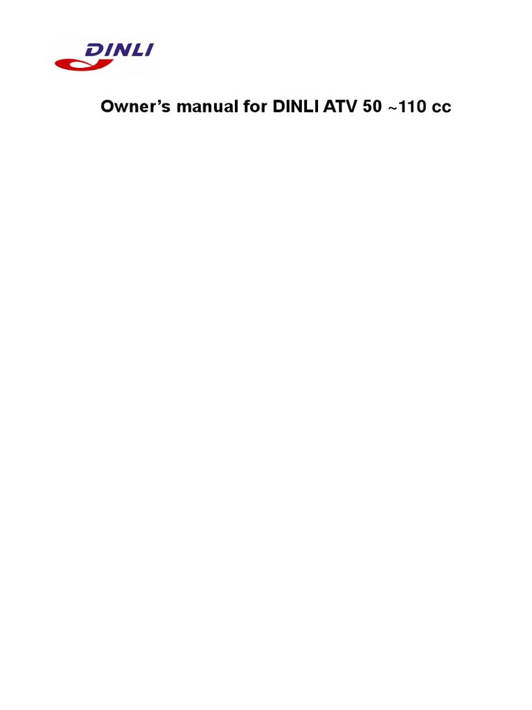 Owner's Manual For DINLI ATV 50 110 CC | PDF | Transmission (Mechanics ...