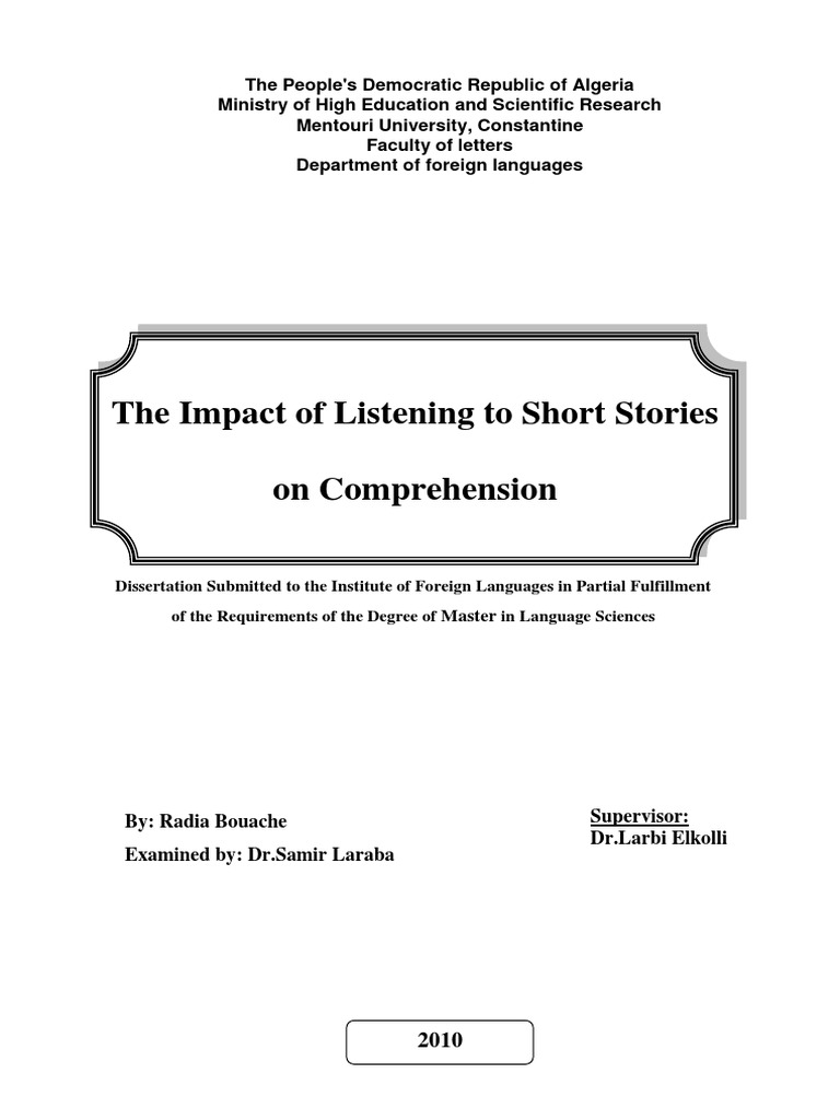 The Impact of Listening To Short Stories On Comprehension | PDF ...